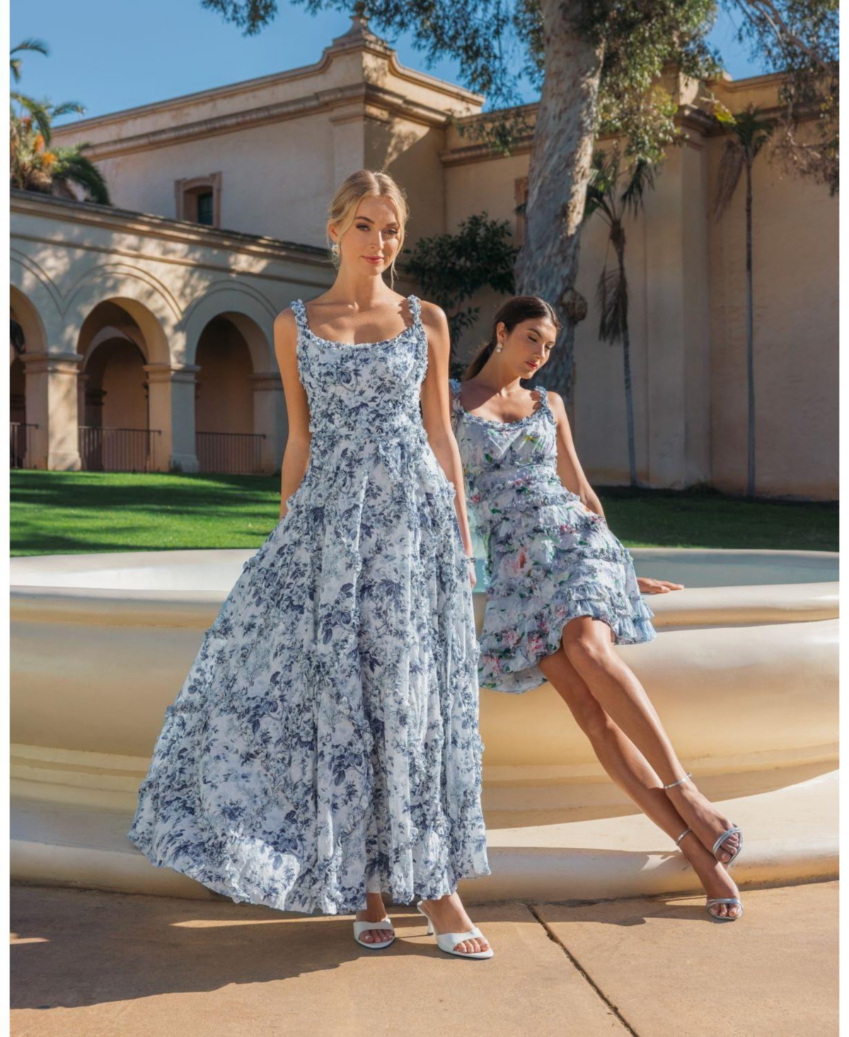 MAC DUGGAL Mac Duggal Floral Ruffled Sweetheart Neck Gown